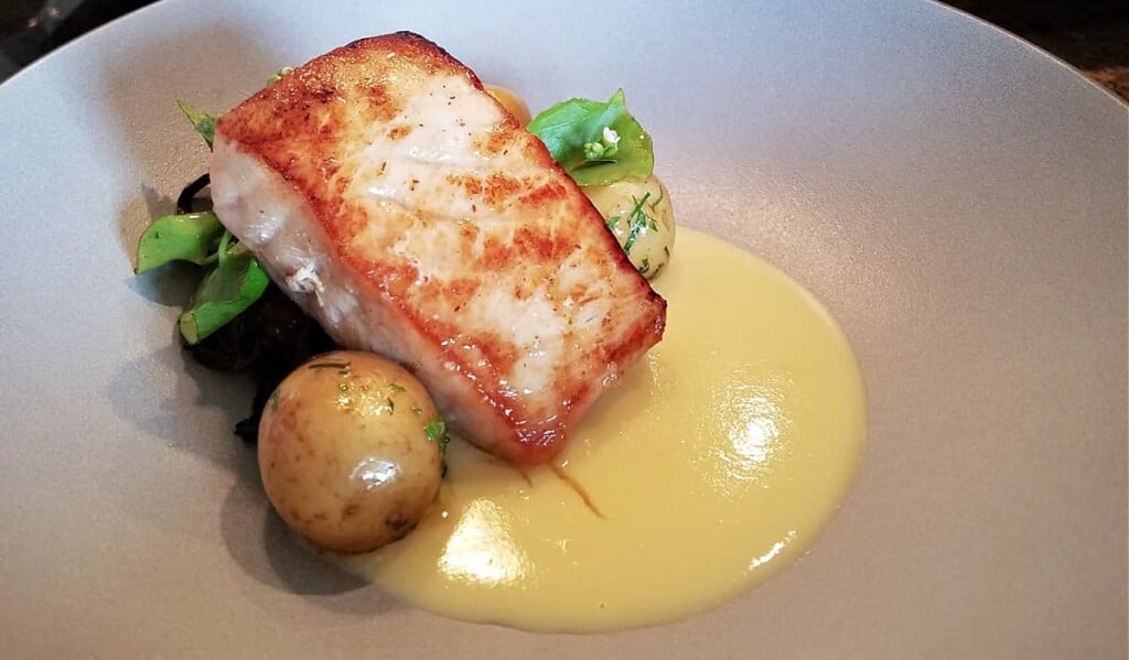 Pan-Seared Sturgeon with Mushrooms & Potatoes • The Good Hearted Woman