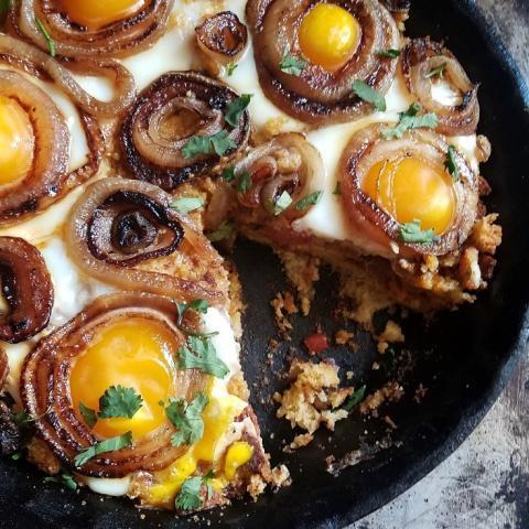 Leftover Chili & Cornbread Breakfast Casserole